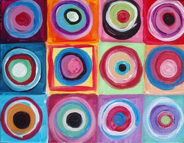 Kandinsky Study of Concentric Circles sm – Wine and Palette