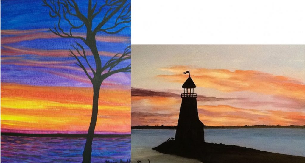 Sunset & Lighthouse – Wine and Palette