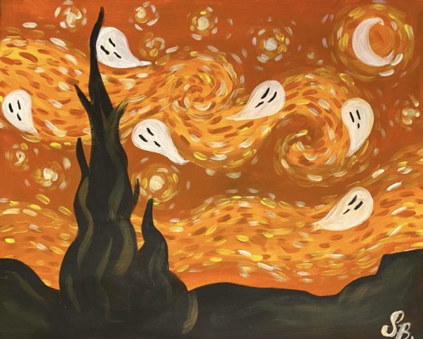 Spooky Starry Night – Wine and Palette